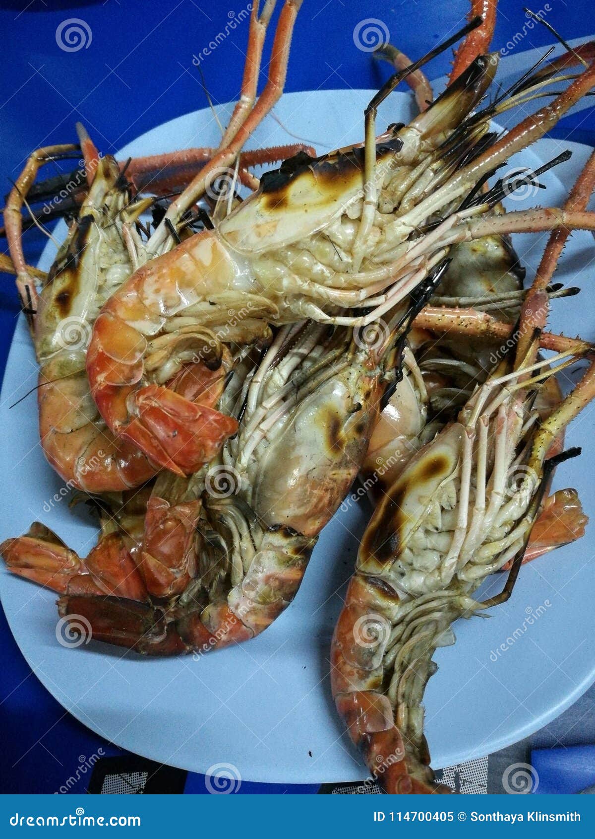 Grilled giant river prawns stock image. Image of food - 114700405