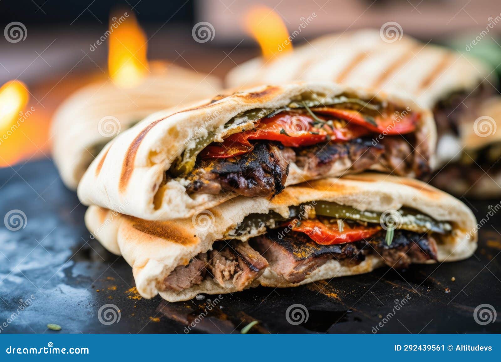Grilled Gyro Sandwich with Charred Edges Stock Image - Image of greek ...