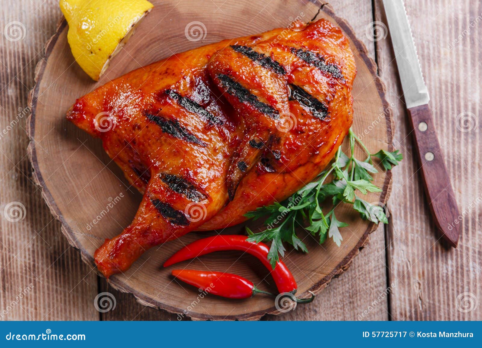 Grilled Half Chicken Barbecue Stock Image - Image of dish, grill: 57725717