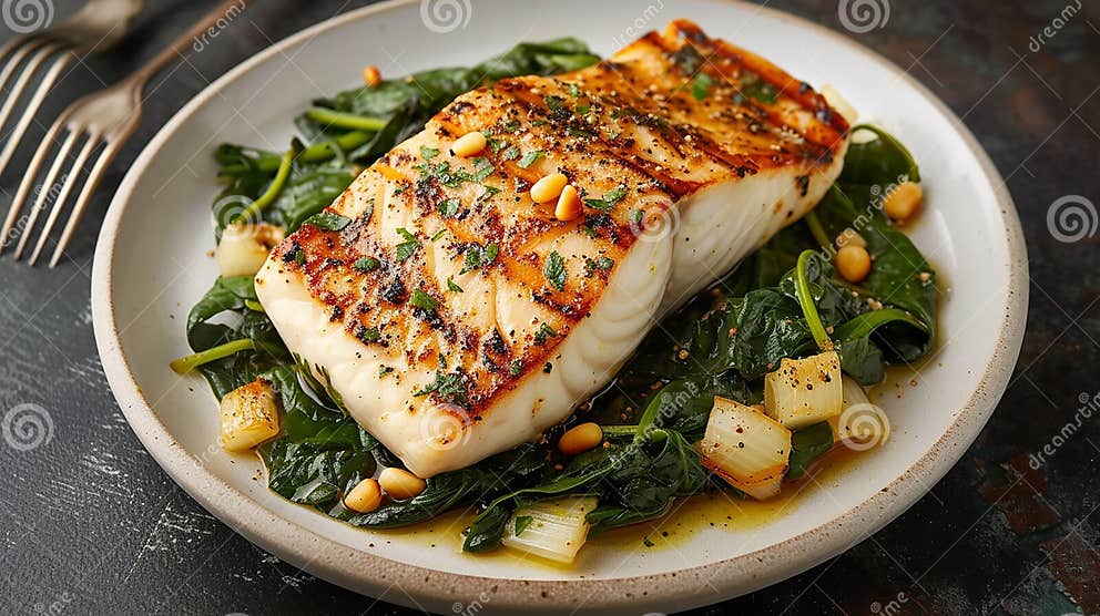 Grilled Halibut stock image. Image of produce, gourmet - 305124791