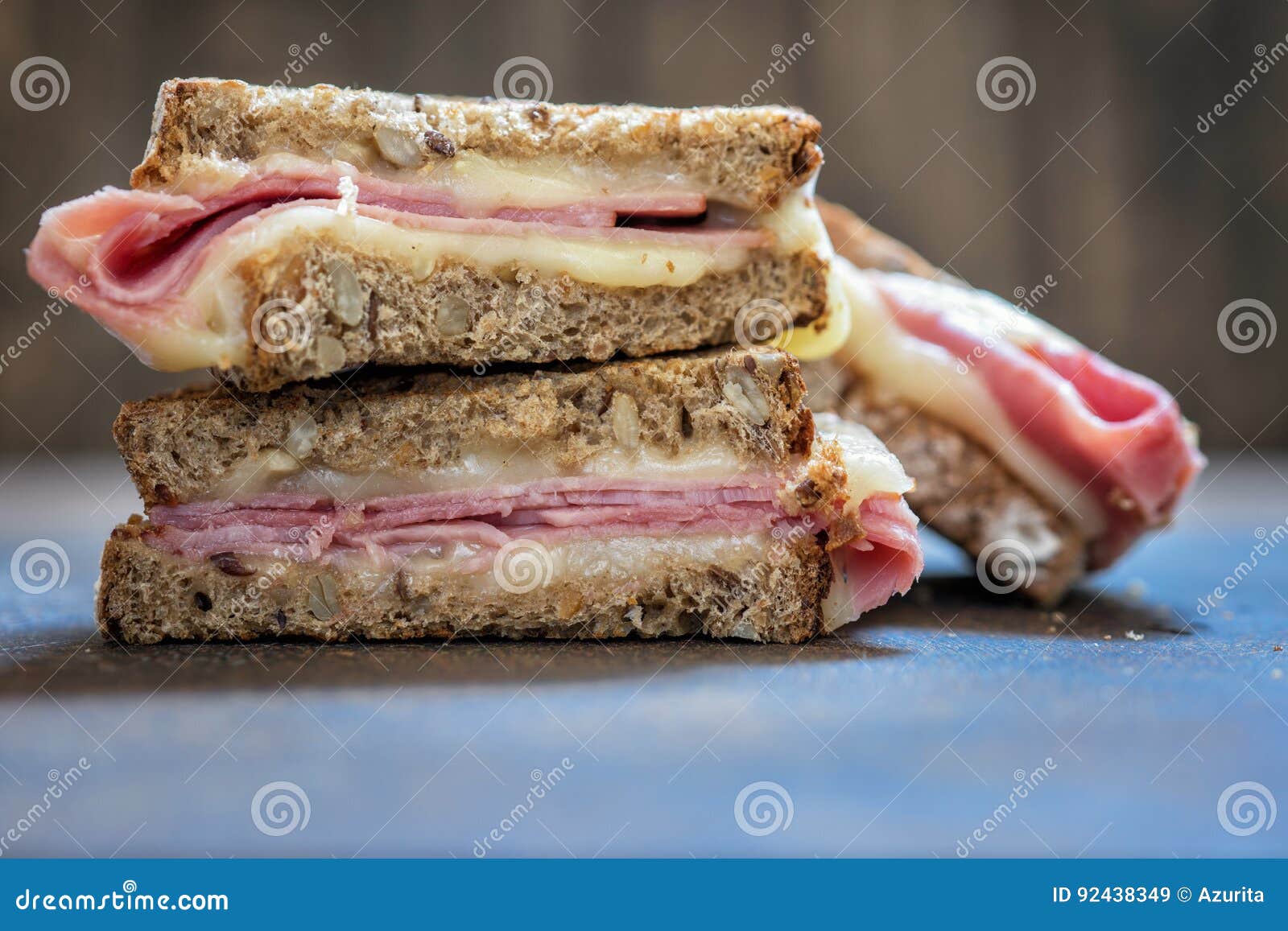 A Grilled Ham and Swiss Cheese Sandwich Stock Image - Image of crispy ...