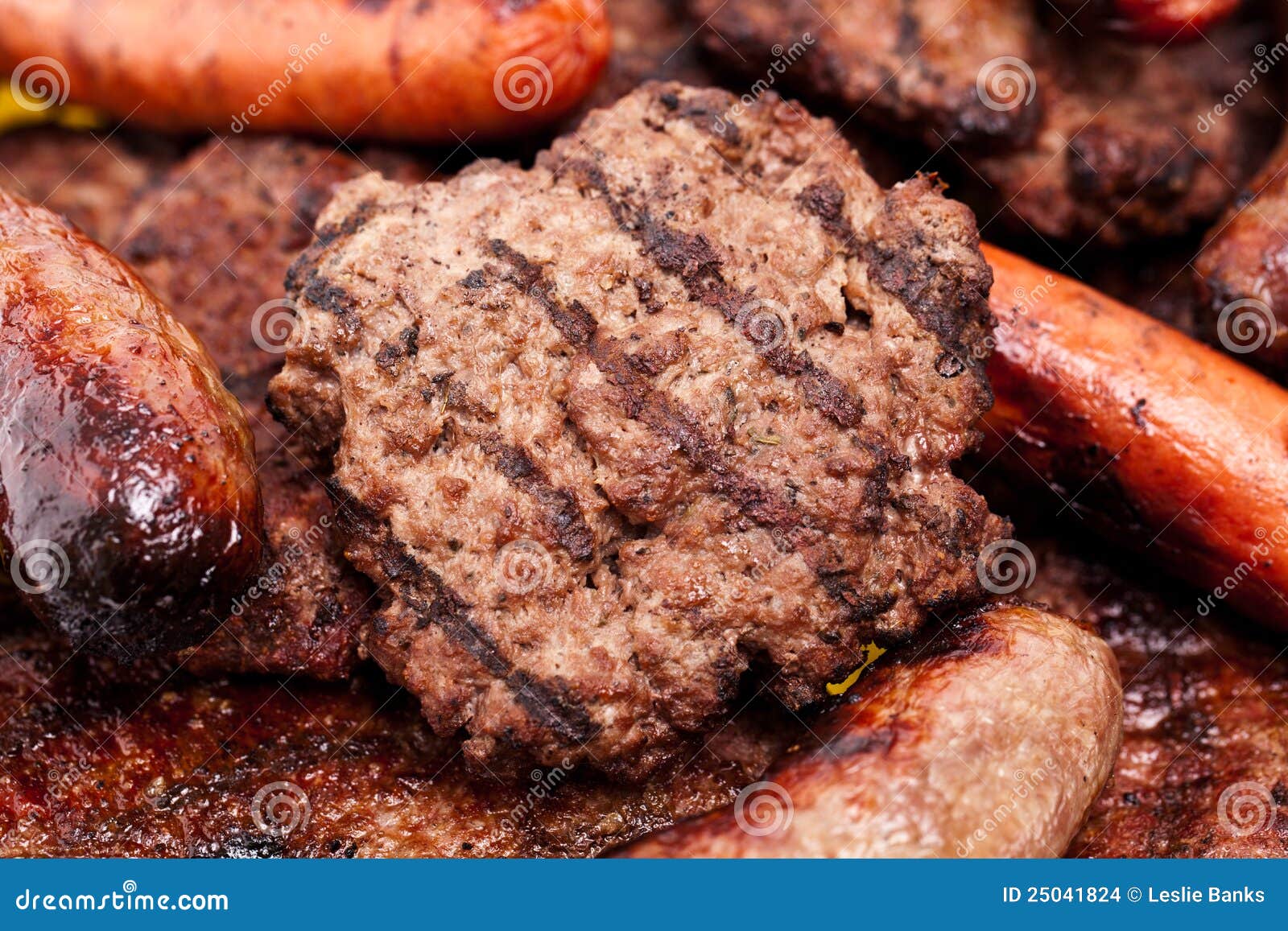 Grilled hambuger and meats stock photo. Image of meal - 25041824