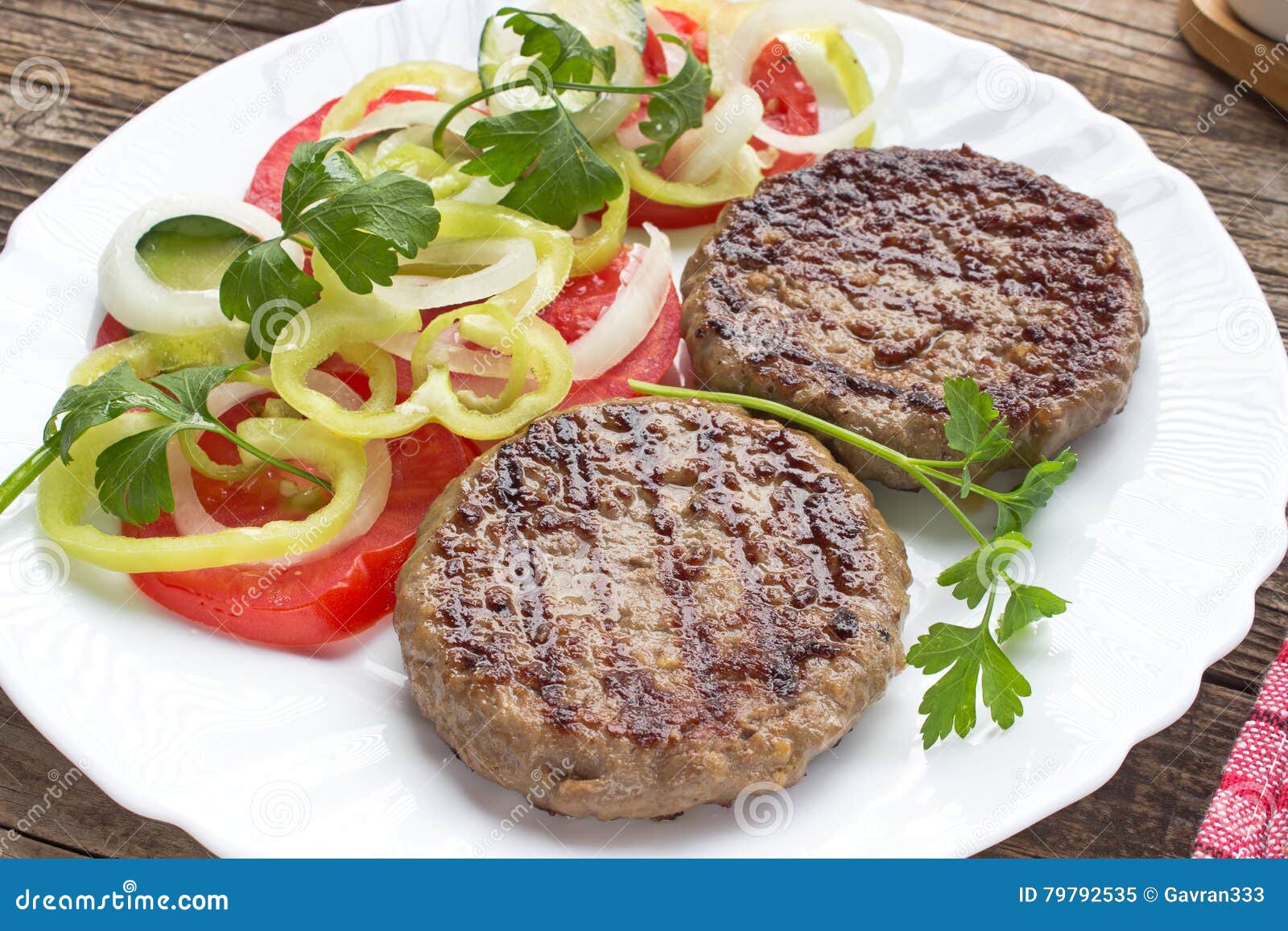 Grilled hamburger in plate stock image. Image of roasted - 79792535