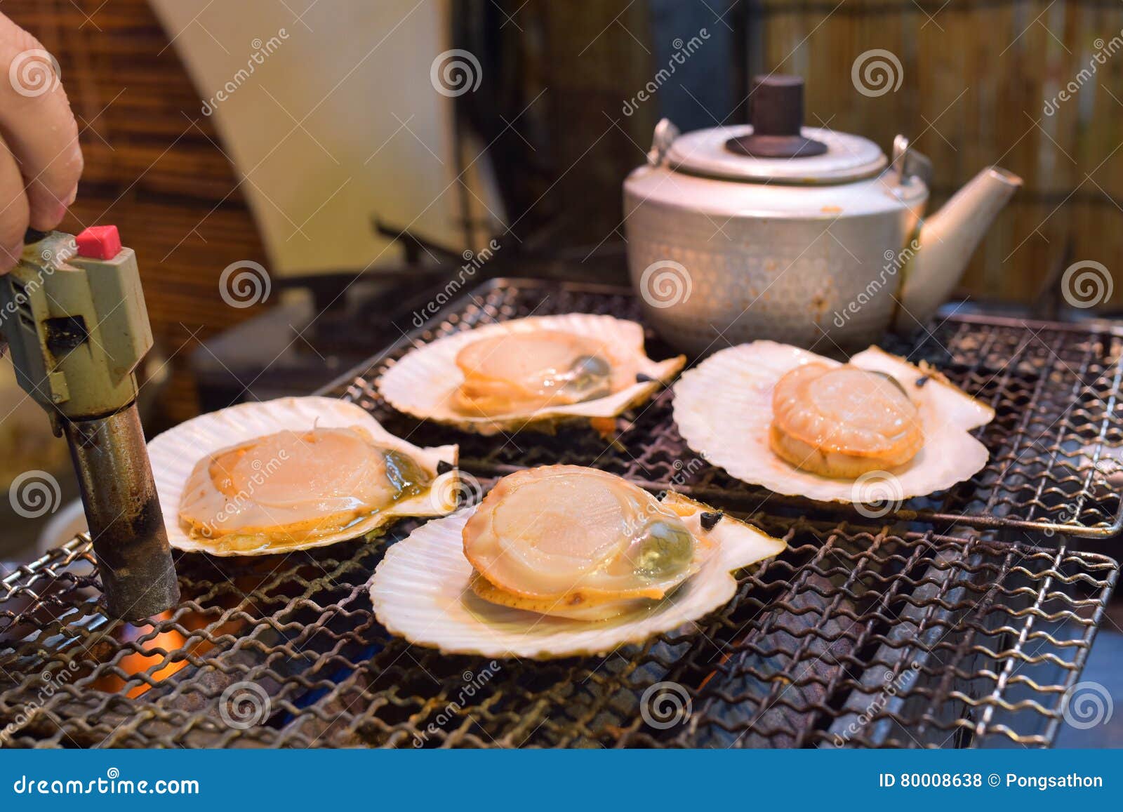 Grilled japanese scallop stock photo. Image of cook, dinner - 80008638