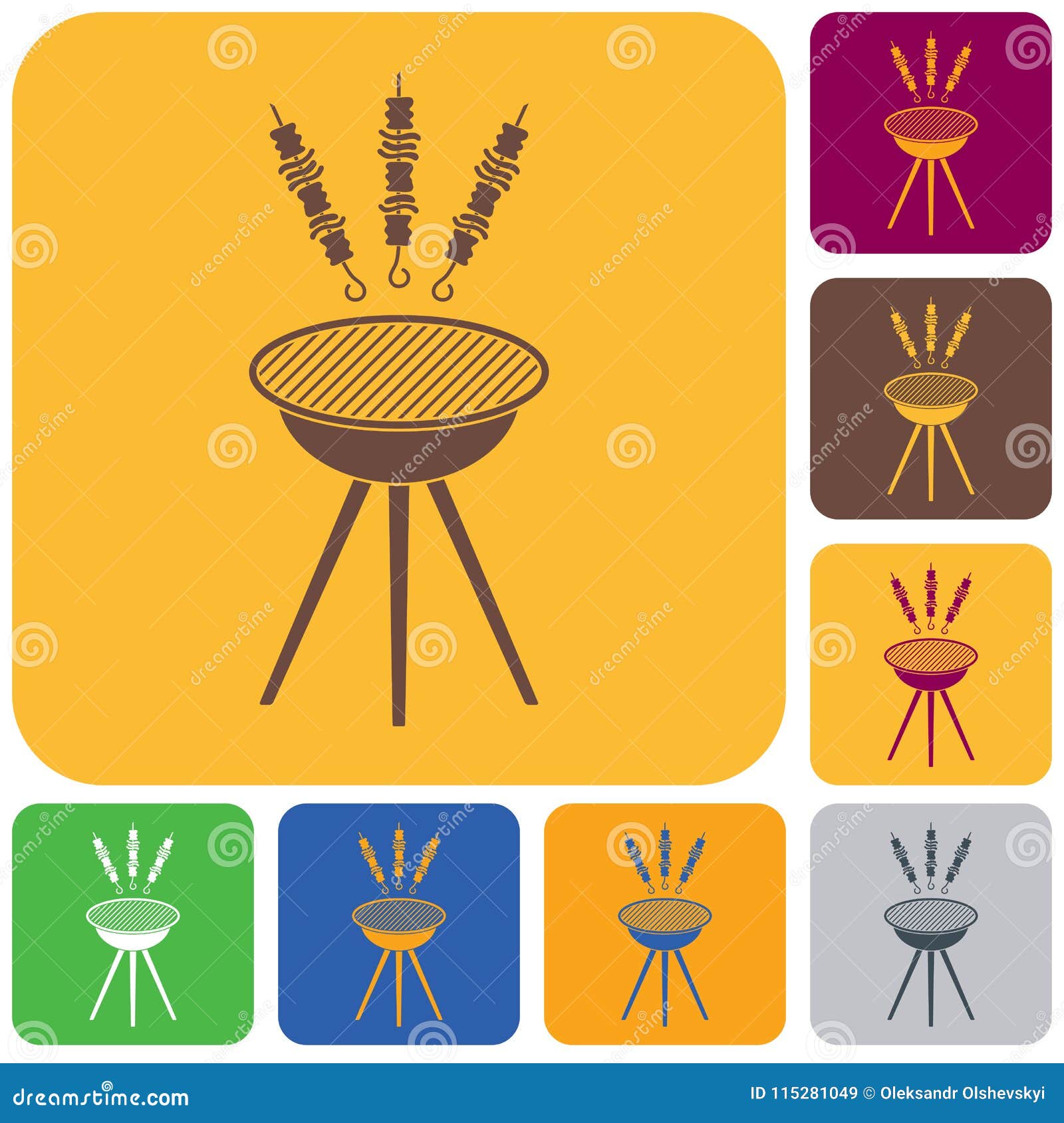 Grilled kebab icon stock vector. Illustration of kebab - 115281049