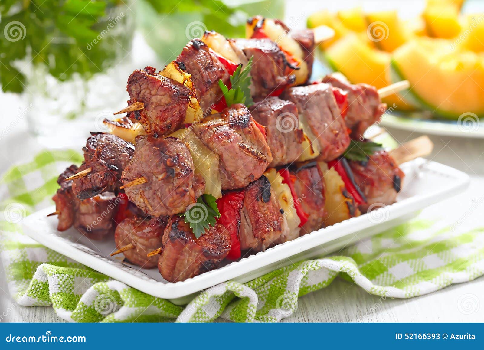 Grilled Kebab with Pepper and Pineapple Stock Image - Image of healthy ...