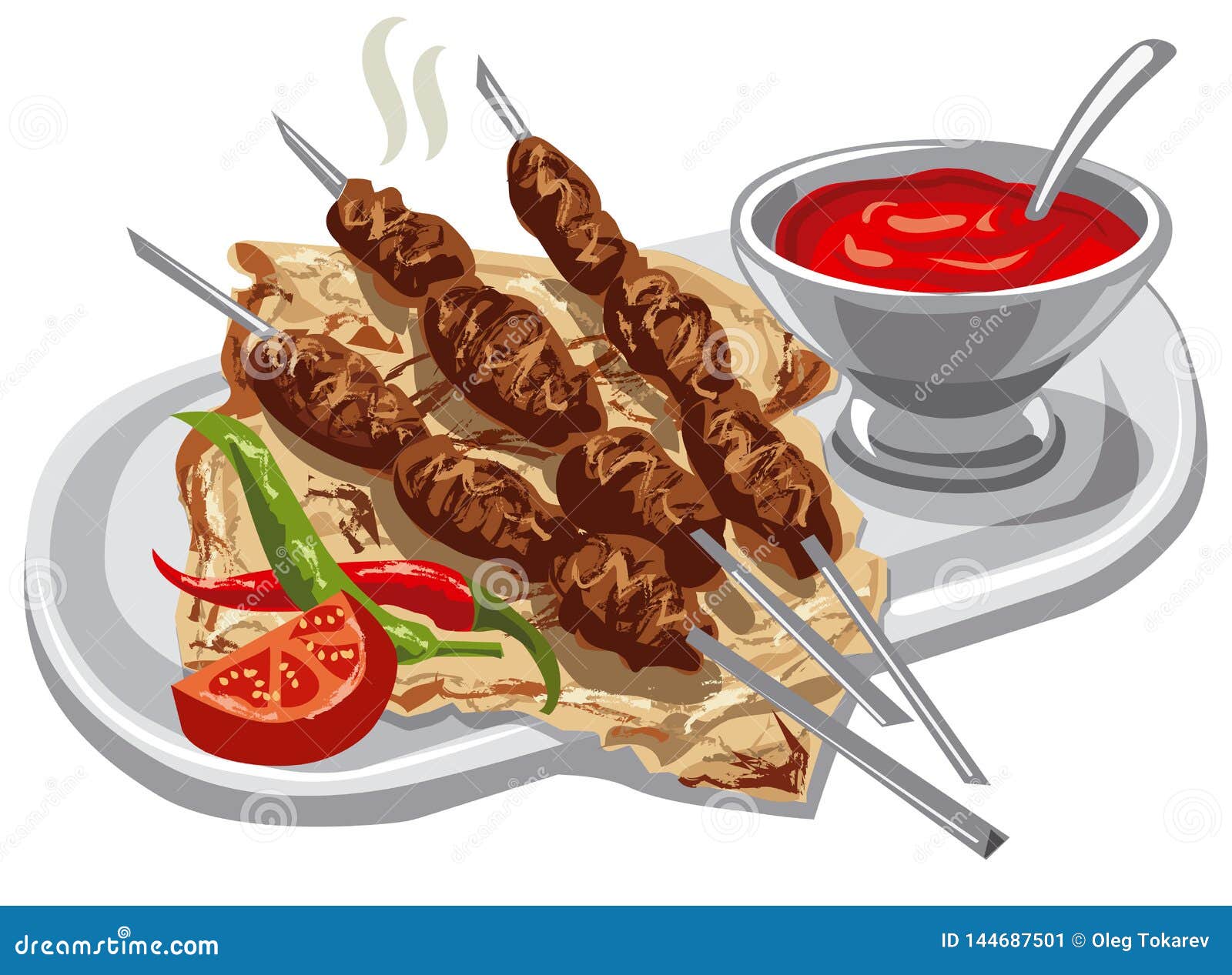 Grilled Kebab Icon Cartoon Vector | CartoonDealer.com #93020165