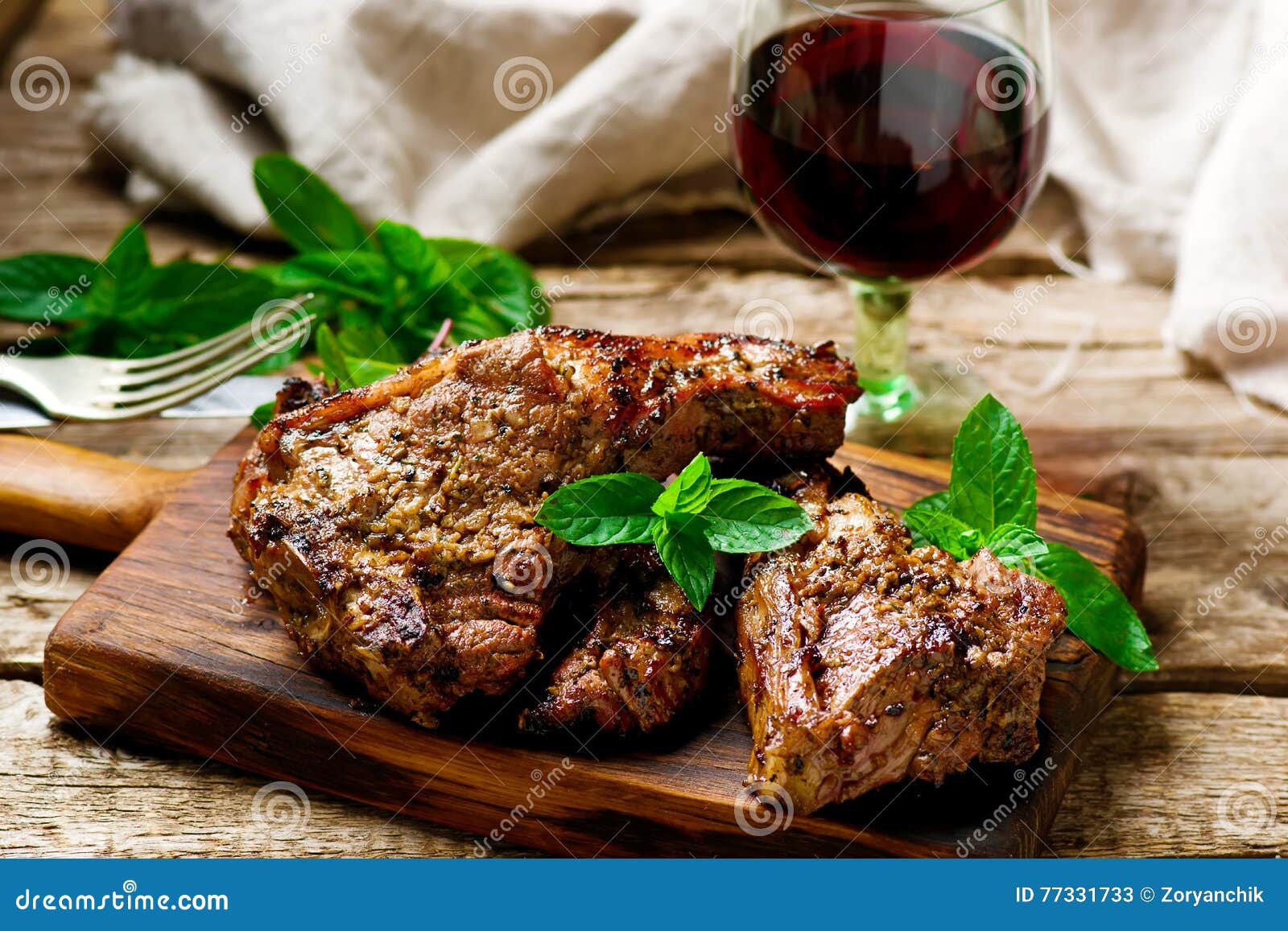 Grilled Lamb Chops Marinated with Mint Stock Image - Image of roast ...