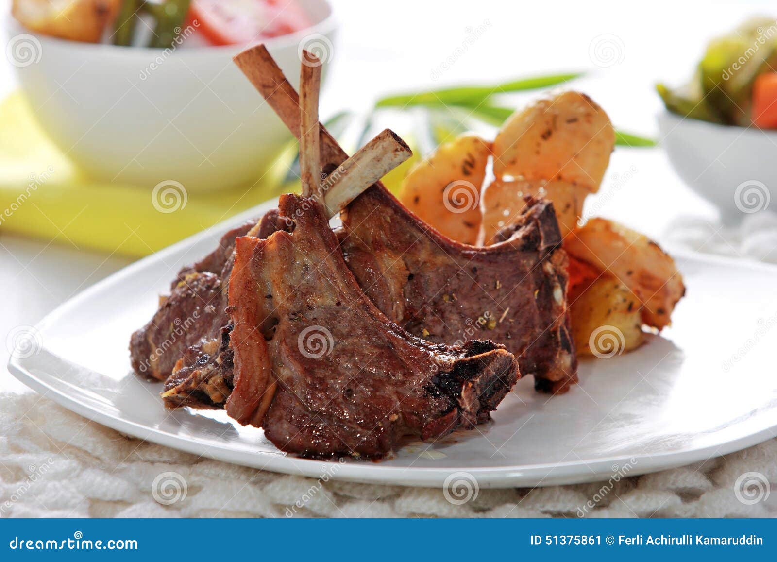 Grilled lamb chops stock image. Image of green, lamb - 51375861