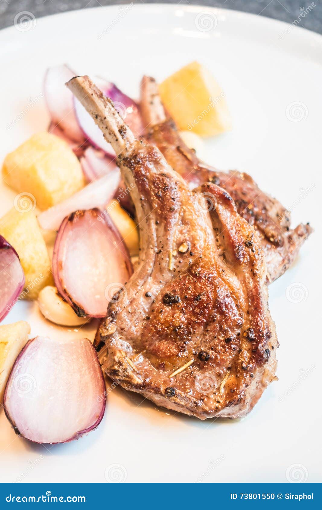Grilled lamb rack steak stock photo. Image of lamb, grill - 73801550