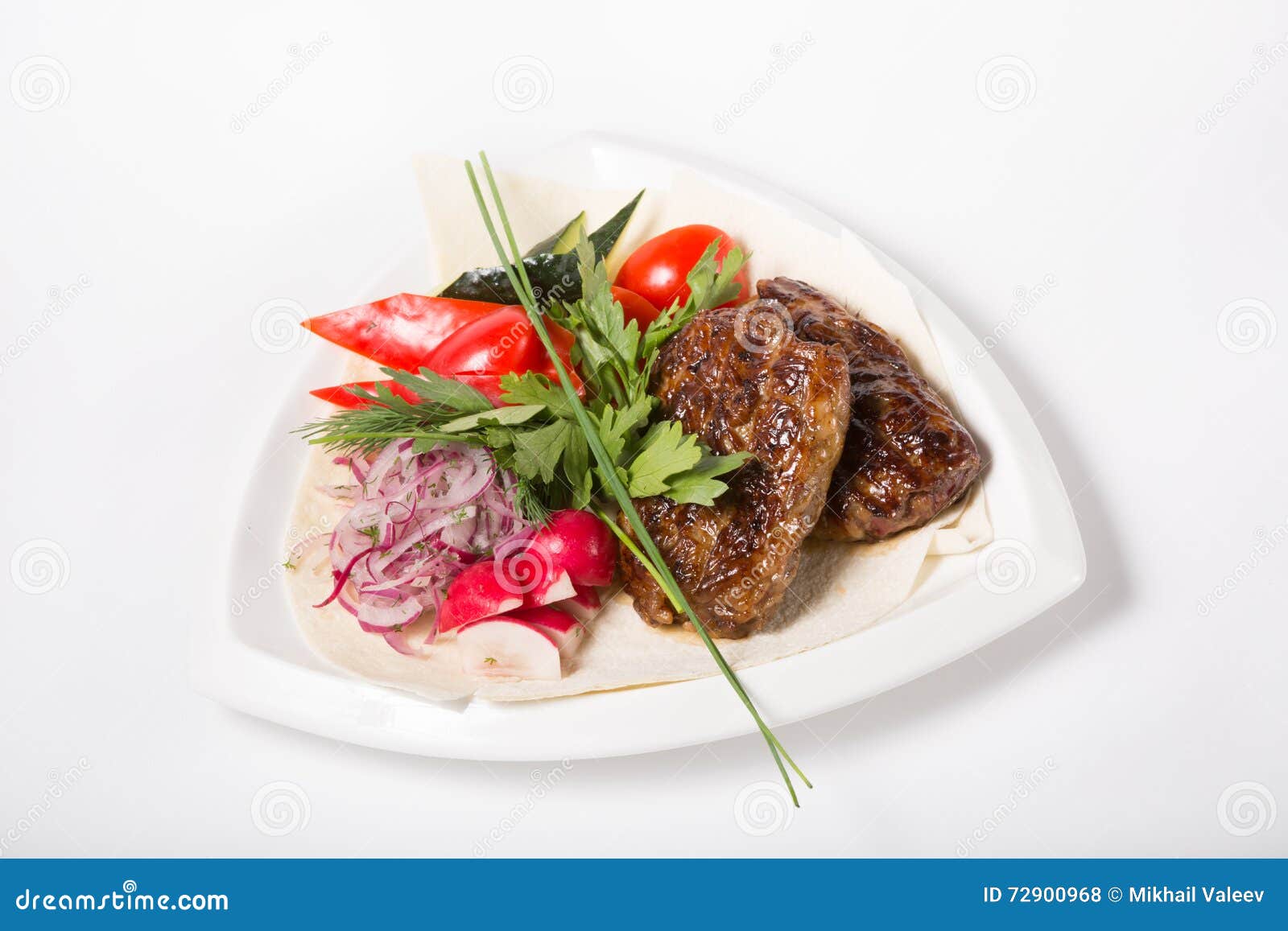 Grilled liver meat stock photo. Image of parsley, green - 72900968