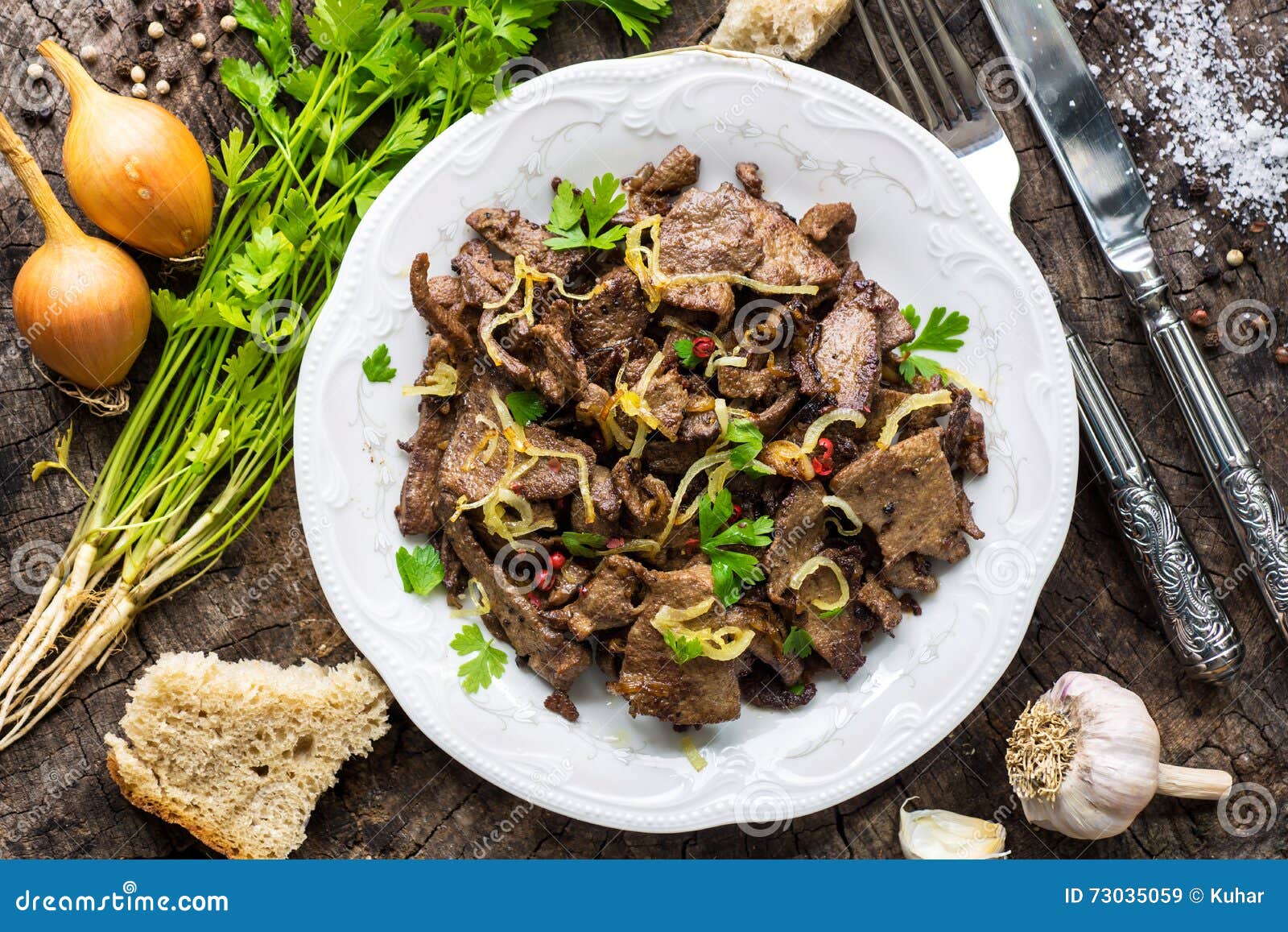 Grilled Liver with Onions stock image. Image of traditional - 73035059