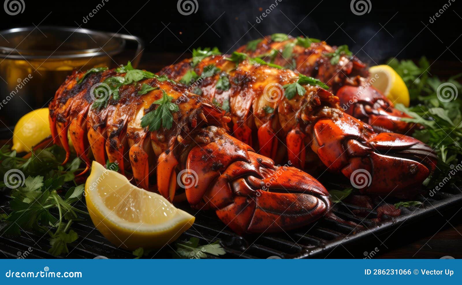 Grilled Lobster with Lemon Close-up. Generative AI. Stock Photo - Image ...