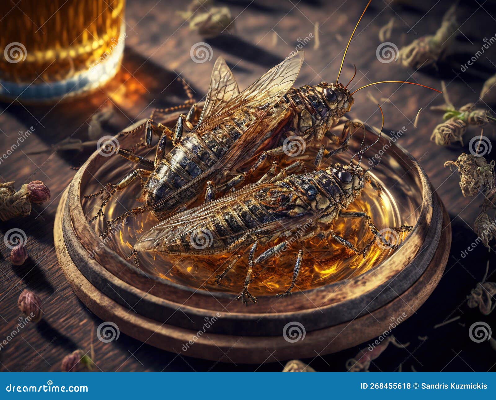 Grilled Locusts and Honey. Generative AI Stock Illustration ... Grilled Locusts and Honey. Generative AI Stock Illustration ...