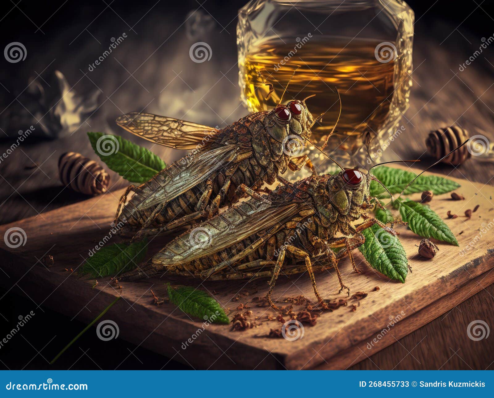 Grilled Locusts and Honey. Generative AI Stock Illustration ... Grilled Locusts and Honey. Generative AI Stock Illustration ...