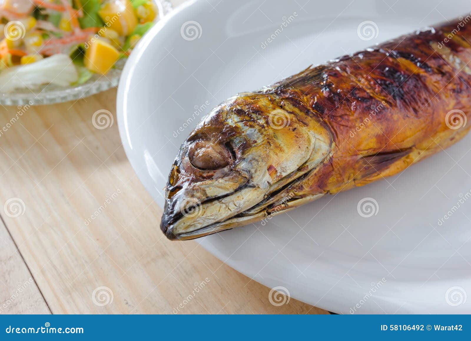 Grilled Mackerel Fish stock photo. Image of food, close - 58106492