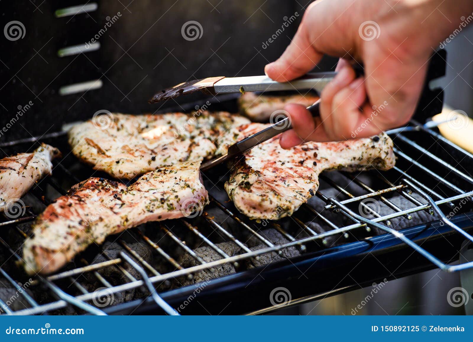 Grilled Meat, Barbecue. Spring Time Stock Image - Image of background ...