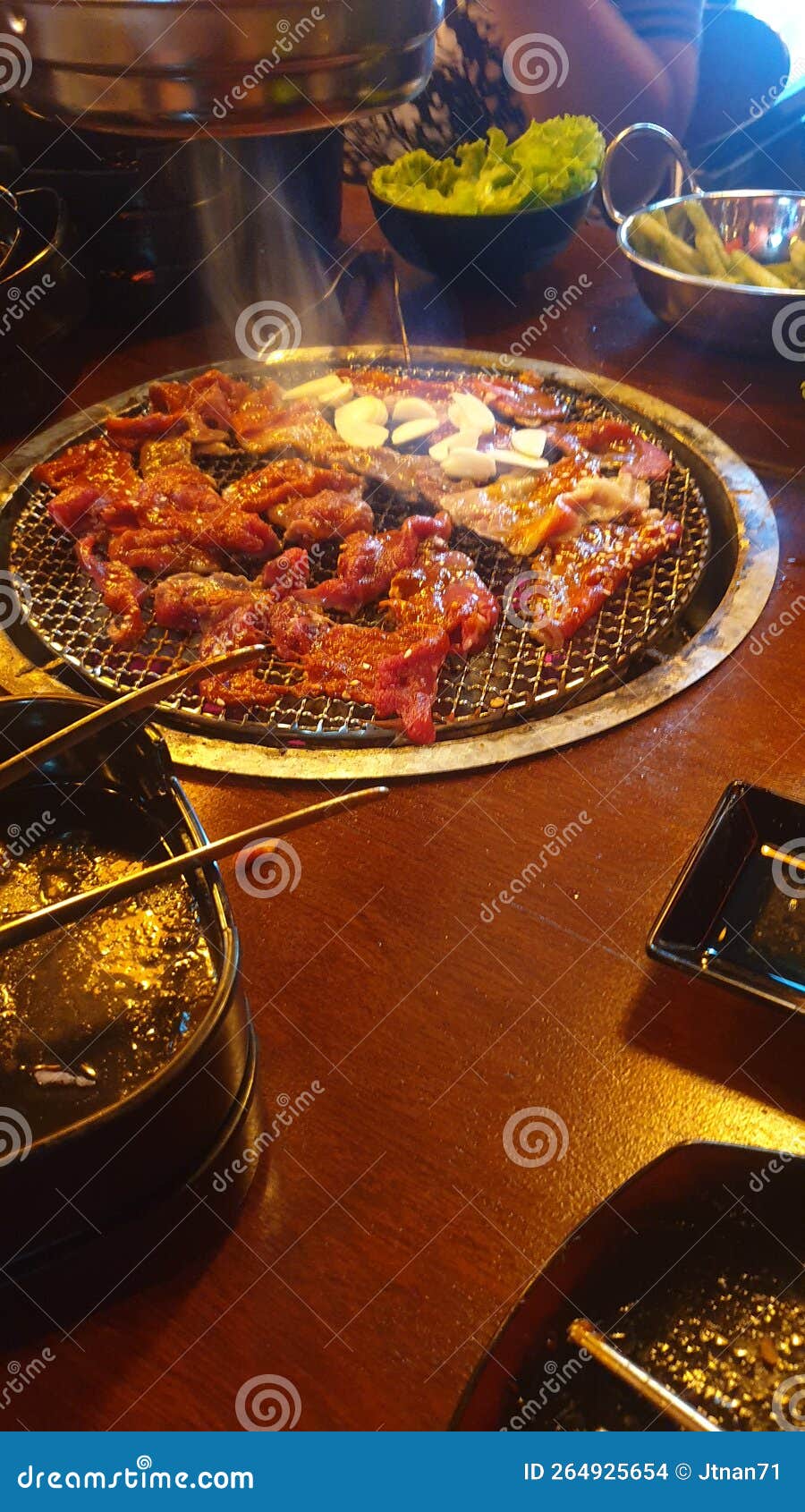 Grilled Meat Chope Stick for Dinner with Vegetables Stock Photo - Image ...