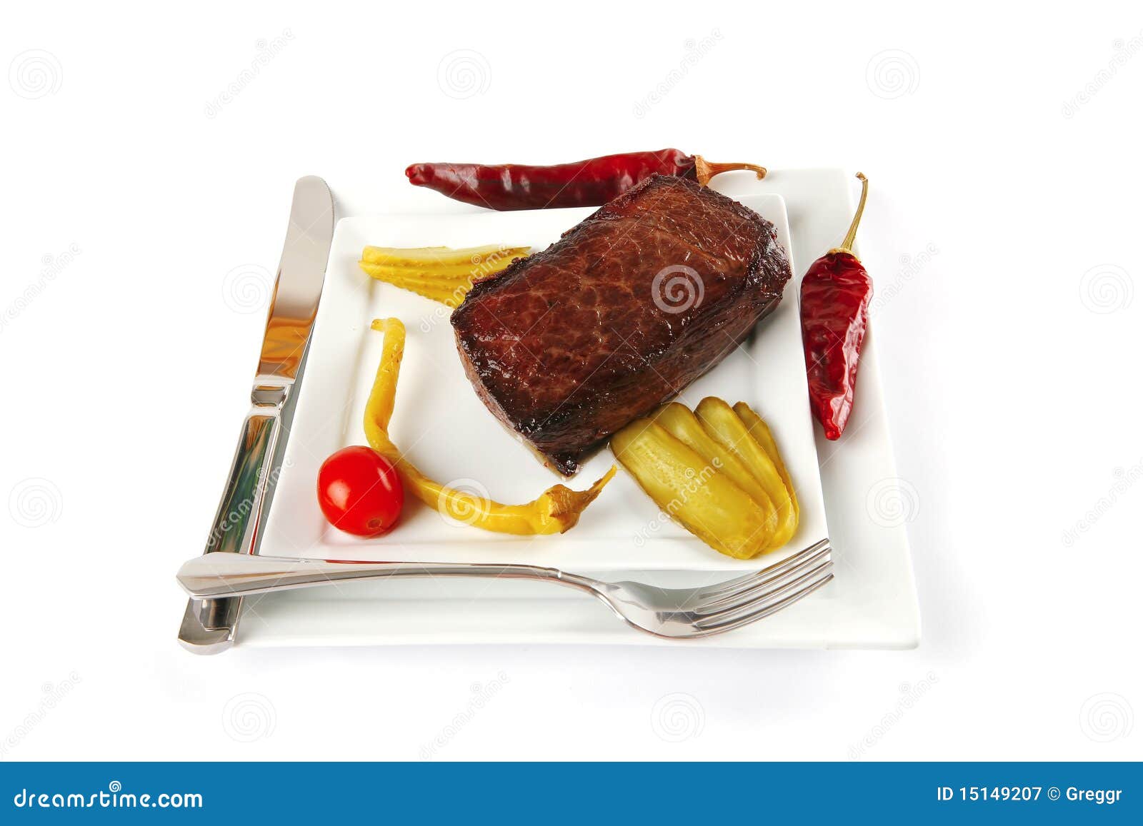 Grilled Meat Chunk with Vegetables Stock Image - Image of salty, pork ...