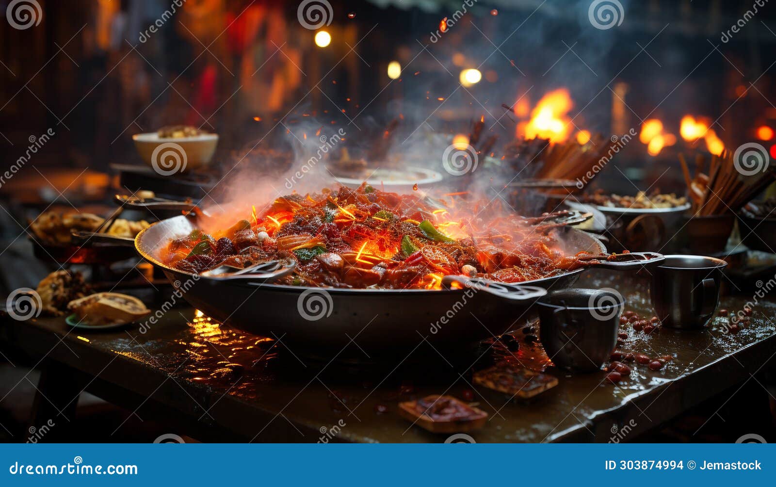Grilled Meat on Fire, a Gourmet Barbecue Feast Generated by AI Stock ...