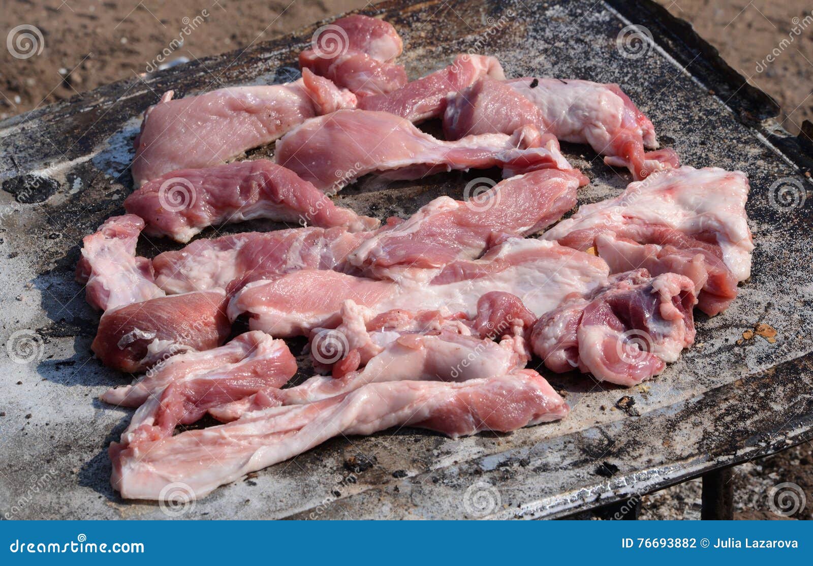 Grilled Meat on Fire September 2, 2016 Stock Photo - Image of green ...