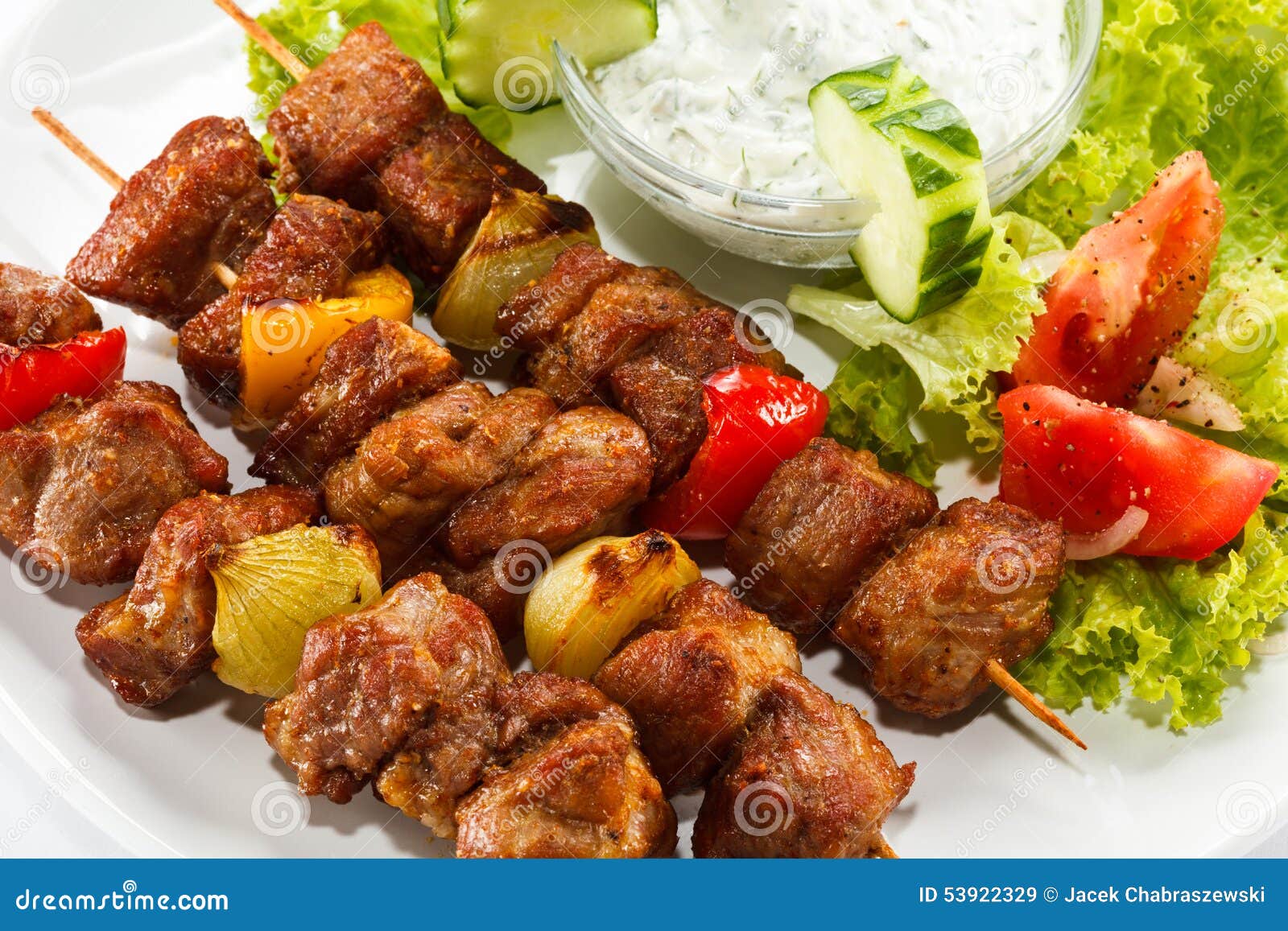Grilled meat stock image. Image of lettuce, meal, dressing - 53922329
