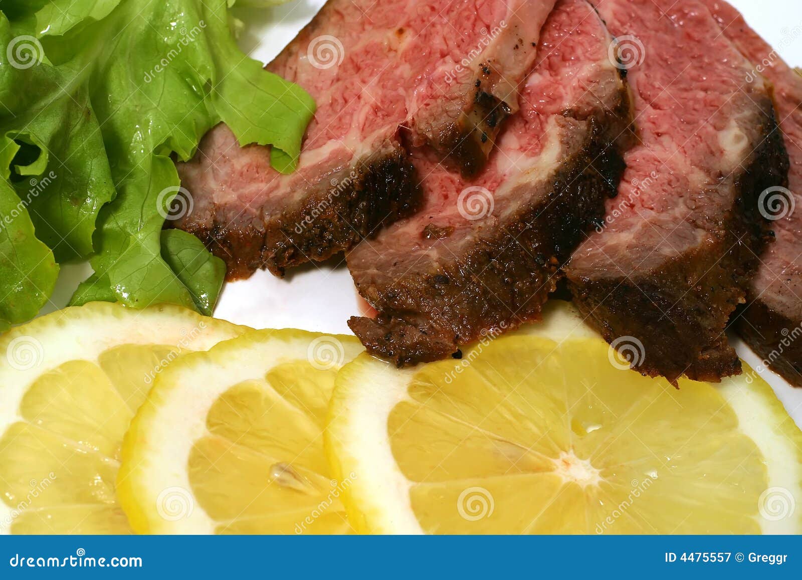 Grilled meat and lemon stock image. Image of meal, fillet - 4475557