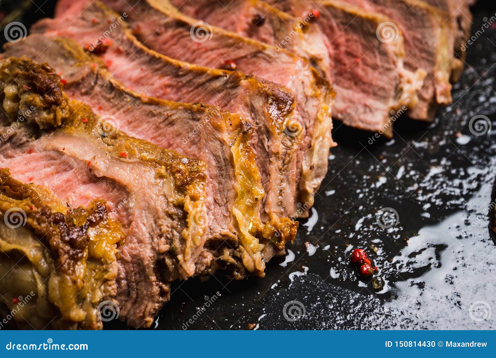 Grilled Meat Medium Rare on the Rustic Background Stock Photo - Image ...