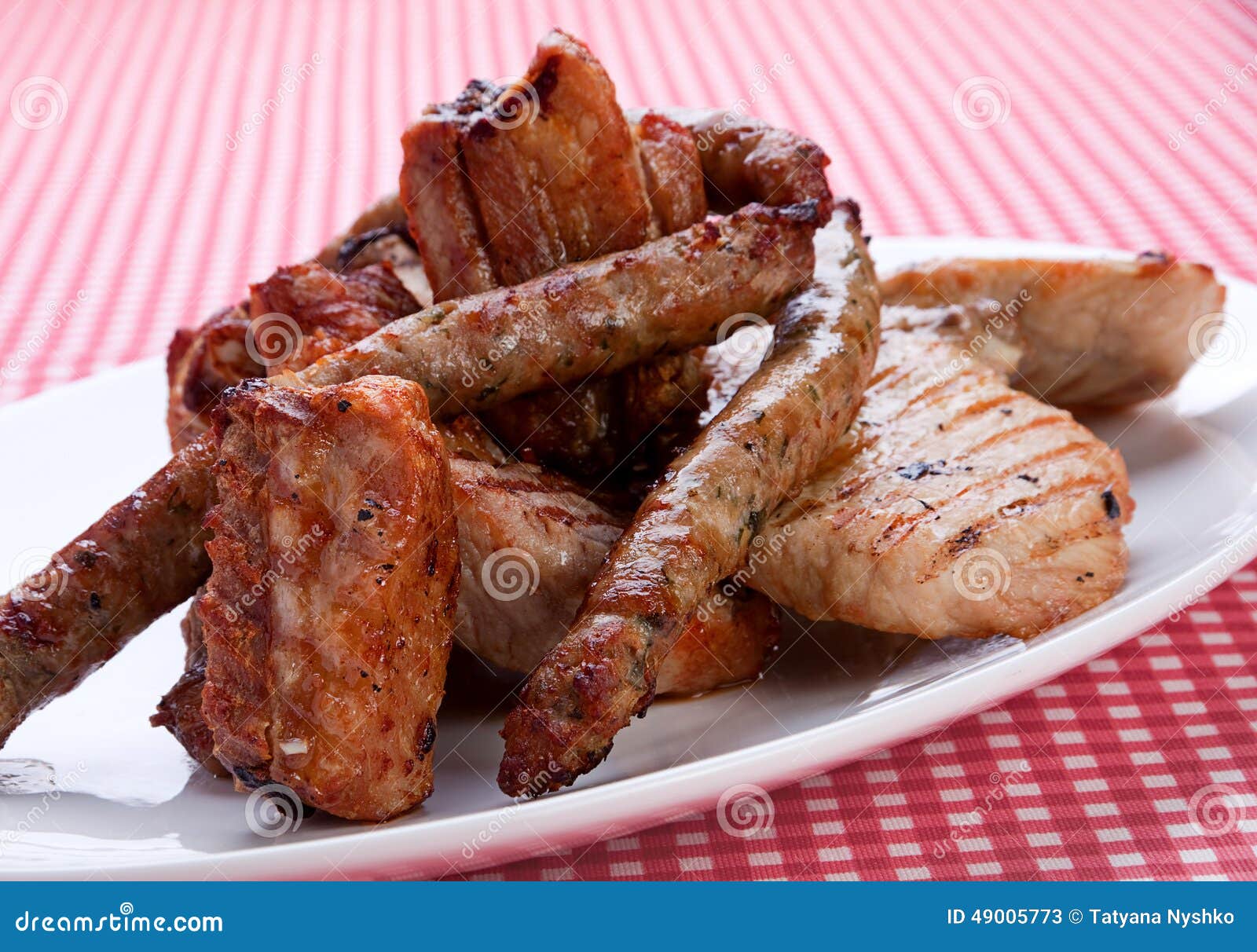 Grilled meat mix stock image. Image of fried, pork, spice - 49005773
