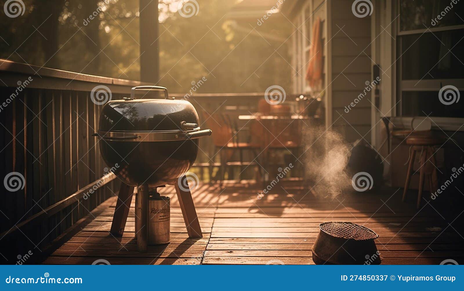Grilled Meat on Old Fashioned Barbecue Outdoors Generative AI Stock ...