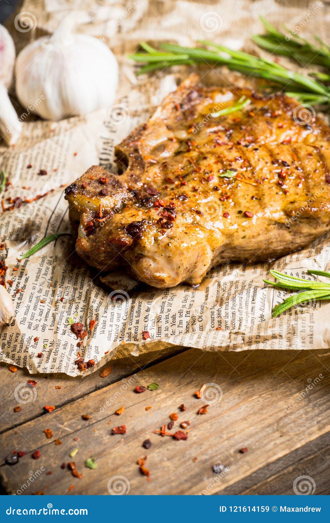 Grilled Meat on the Rustic Background Stock Image - Image of roast ...