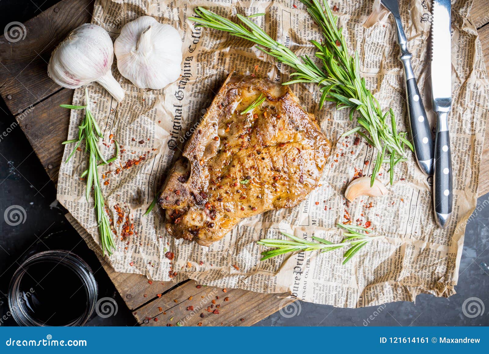 Grilled Meat on the Rustic Background Stock Image - Image of pepper ...
