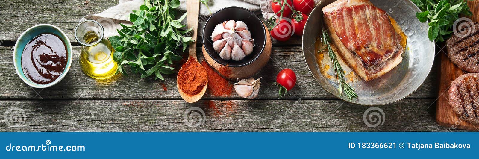 Grilled Meat on Rustic Wooden Table Stock Image - Image of roasted ...