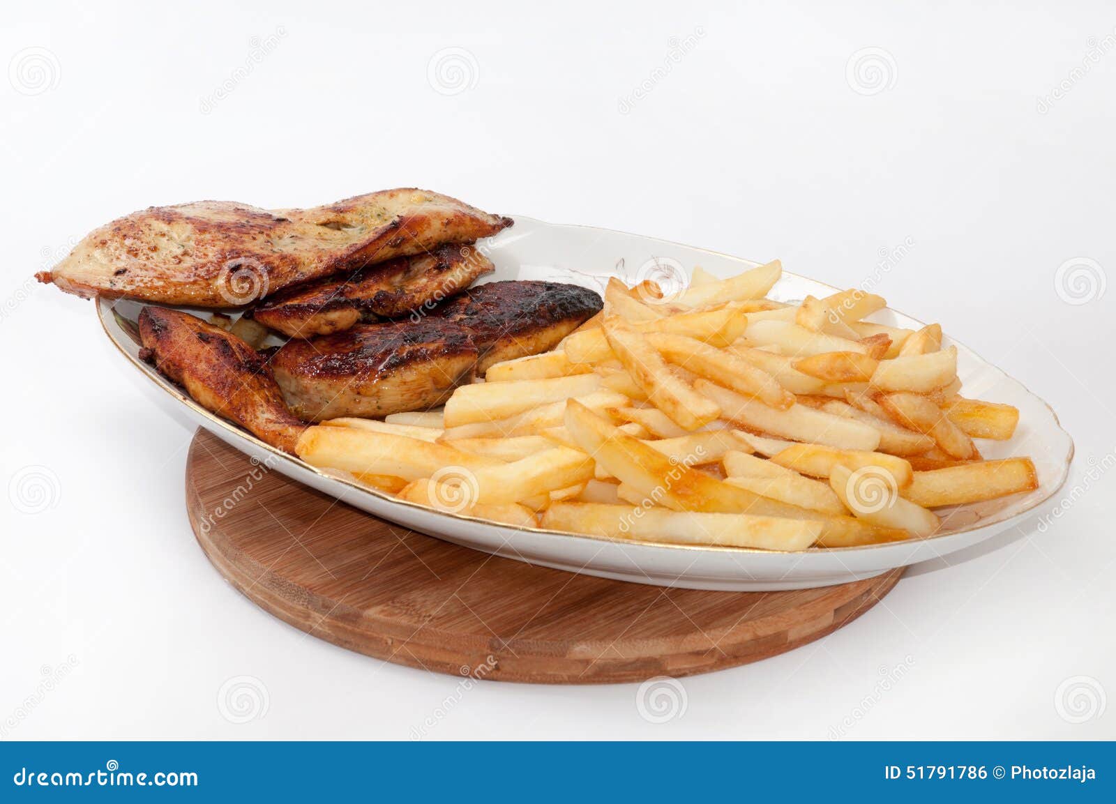 Grilled Meat Served with Fries Stock Photo - Image of fries, meal: 51791786