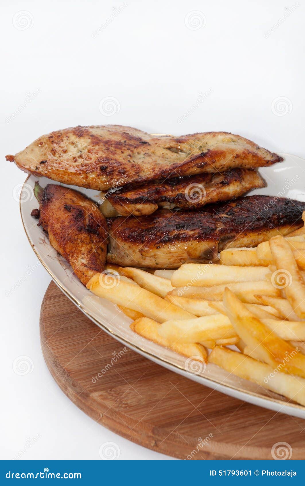 Grilled Meat Served with Fries Stock Image - Image of gourmet, barbeque ...