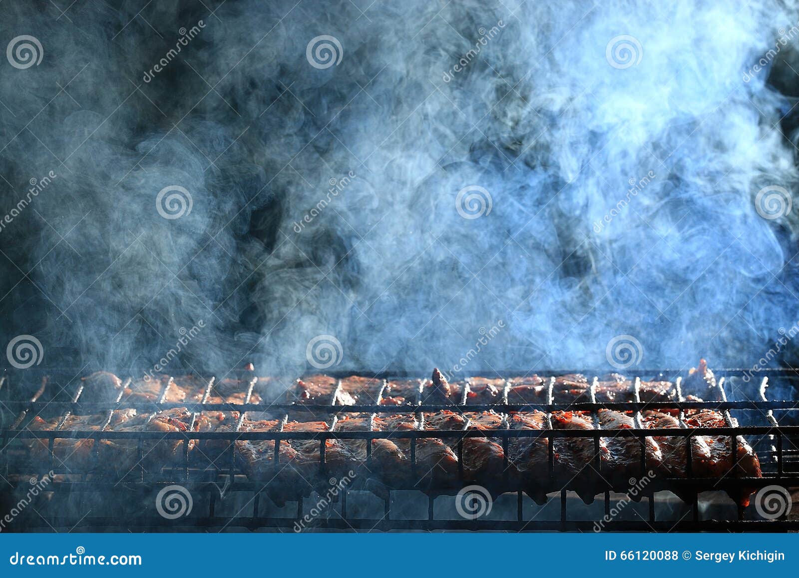 Grilled meat smoke stock photo. Image of barbecue, charcoal - 66120088