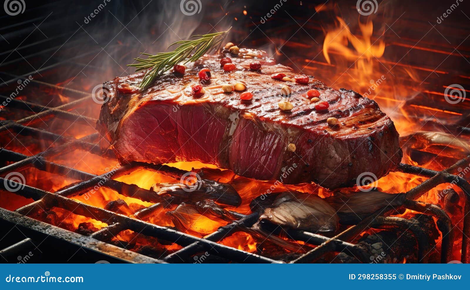 Grilled Meat, Steak Cooked Over an Open Flame Stock Image - Image of ...