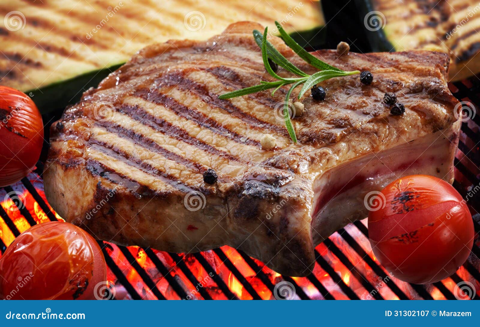 Grilled Meat Steak and Vegetables Stock Image - Image of grilled, brown ...
