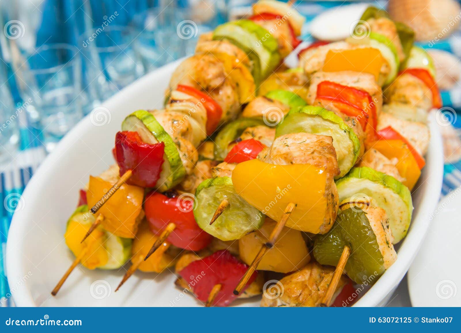 Grilled meat on sticks stock image. Image of dinner, appetizing - 63072125
