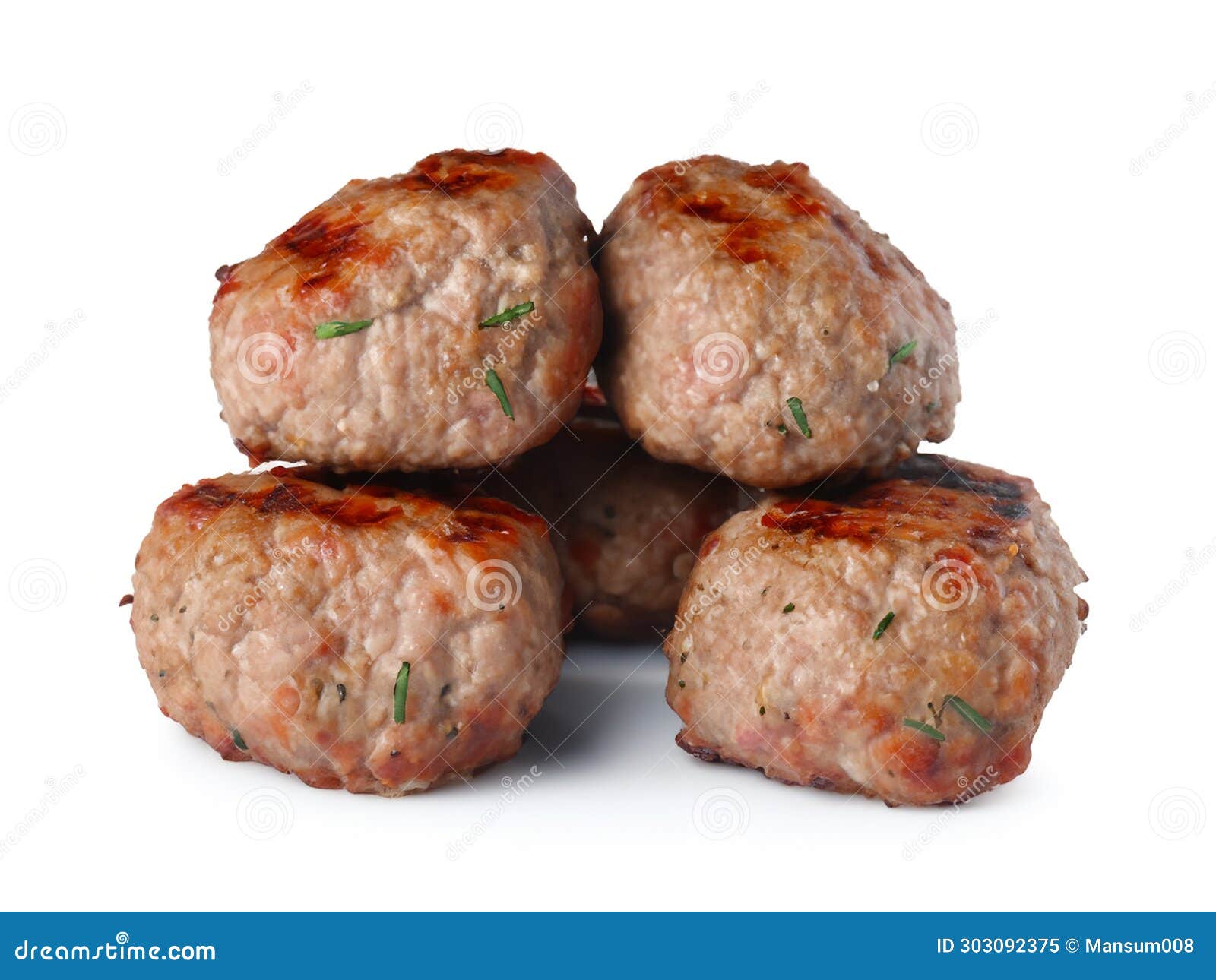 Grilled Meatballs on White Background Stock Image - Image of cook ...