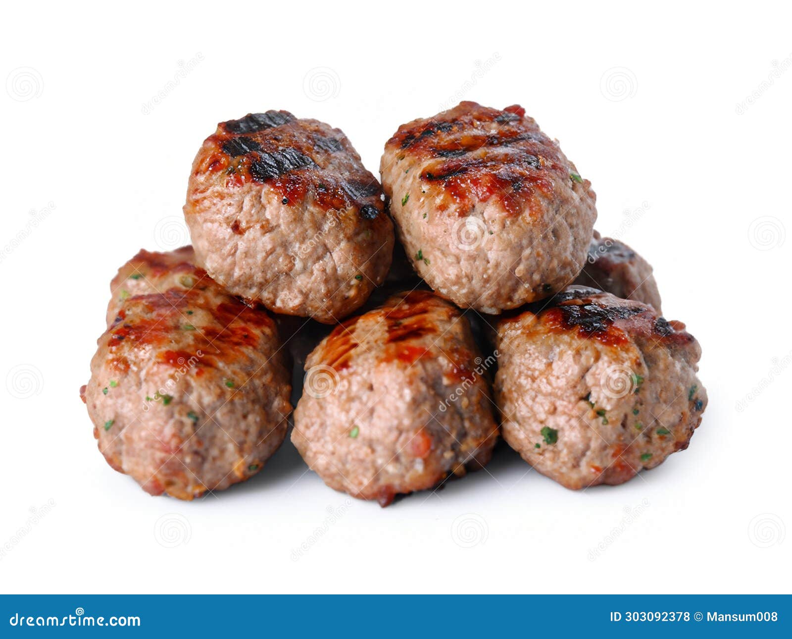 Grilled Meatballs on White Background Stock Photo - Image of meal ...
