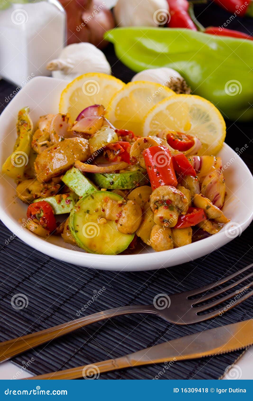 Grilled Mushrooms and Vegetables Stock Photo - Image of horizontal ...