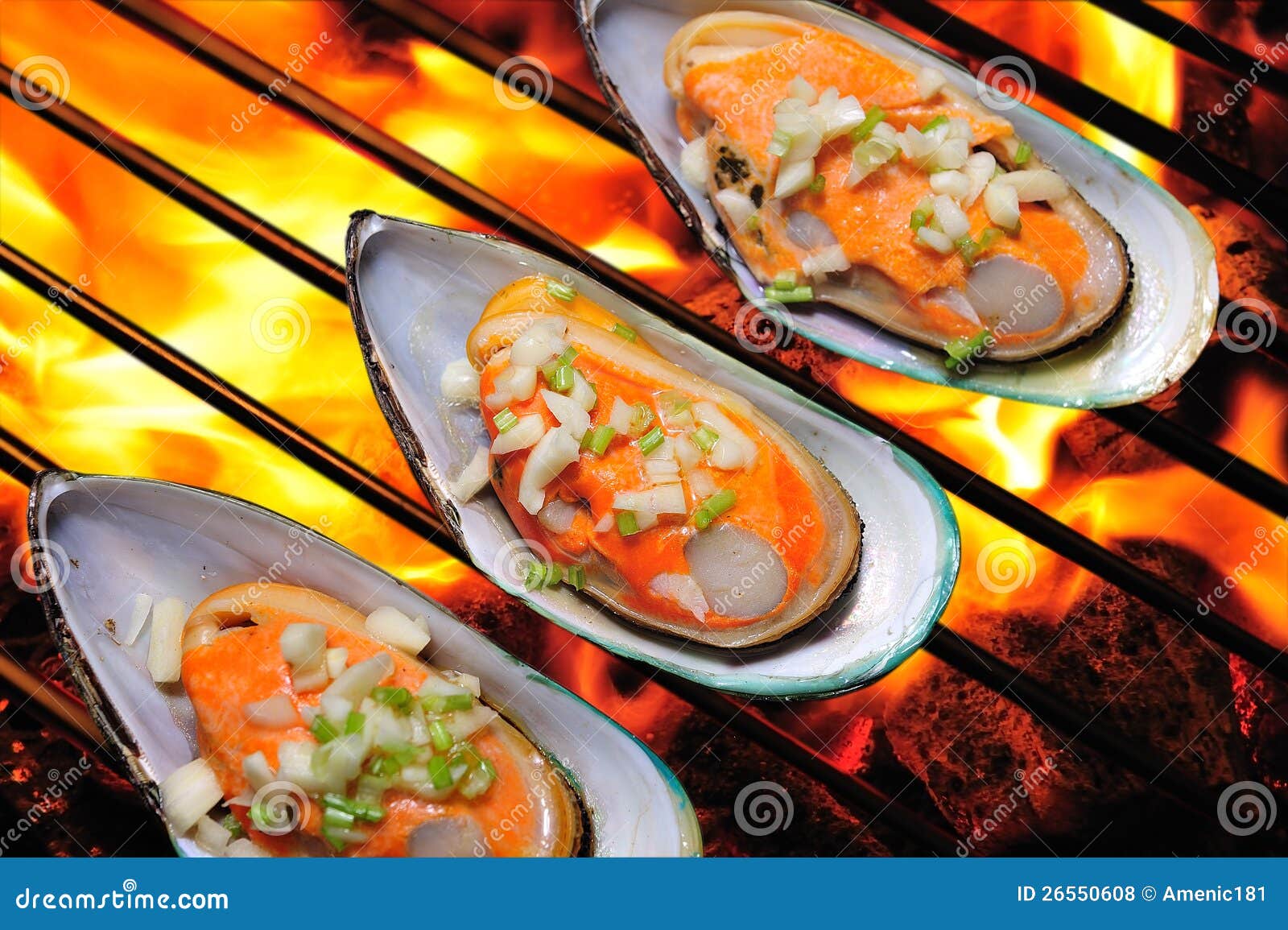 Grilled mussels stock photo. Image of smoked, grilling - 26550608