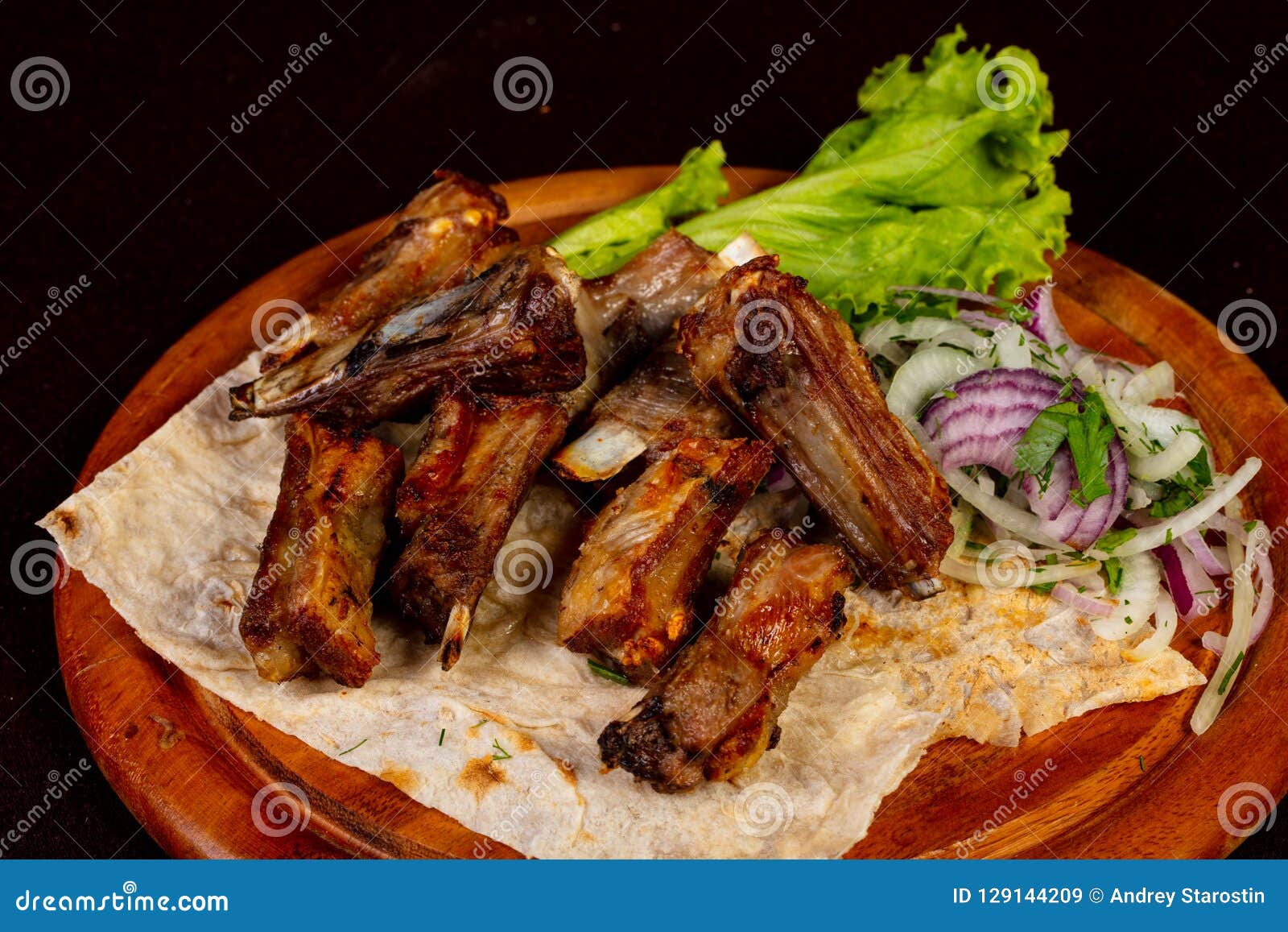 Grilled Mutton ribs stock image. Image of black, background - 129144209