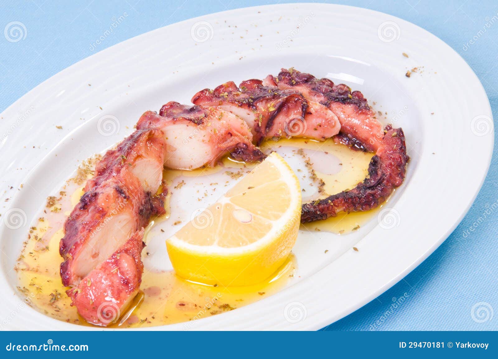 Grilled Octopus with Lemon Sauce. Stock Image - Image of mediterranean ...