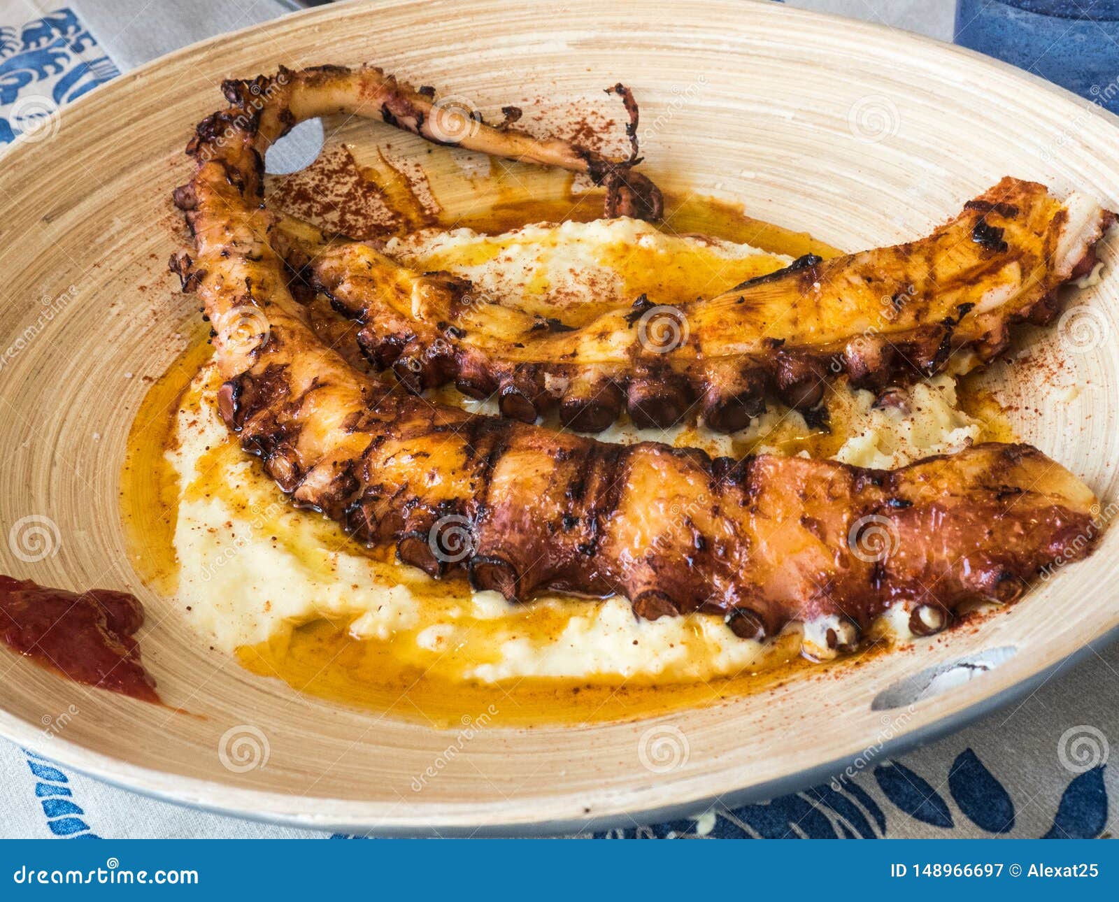 Grilled Octopus with Mashed Potatoes Stock Image - Image of healthy ...