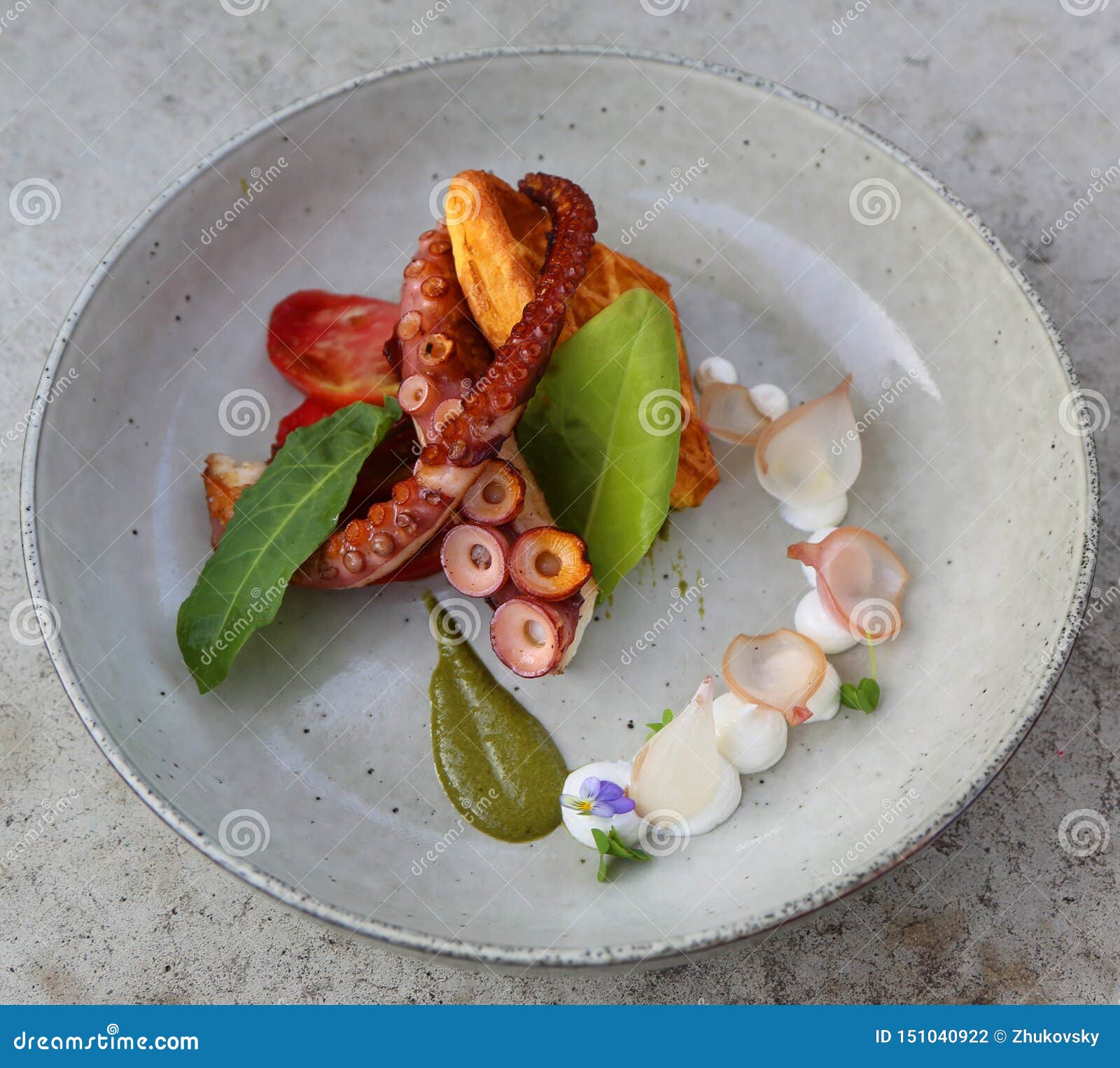 Grilled Octopus Served in Gourmet Restaurant Stock Photo - Image of ...