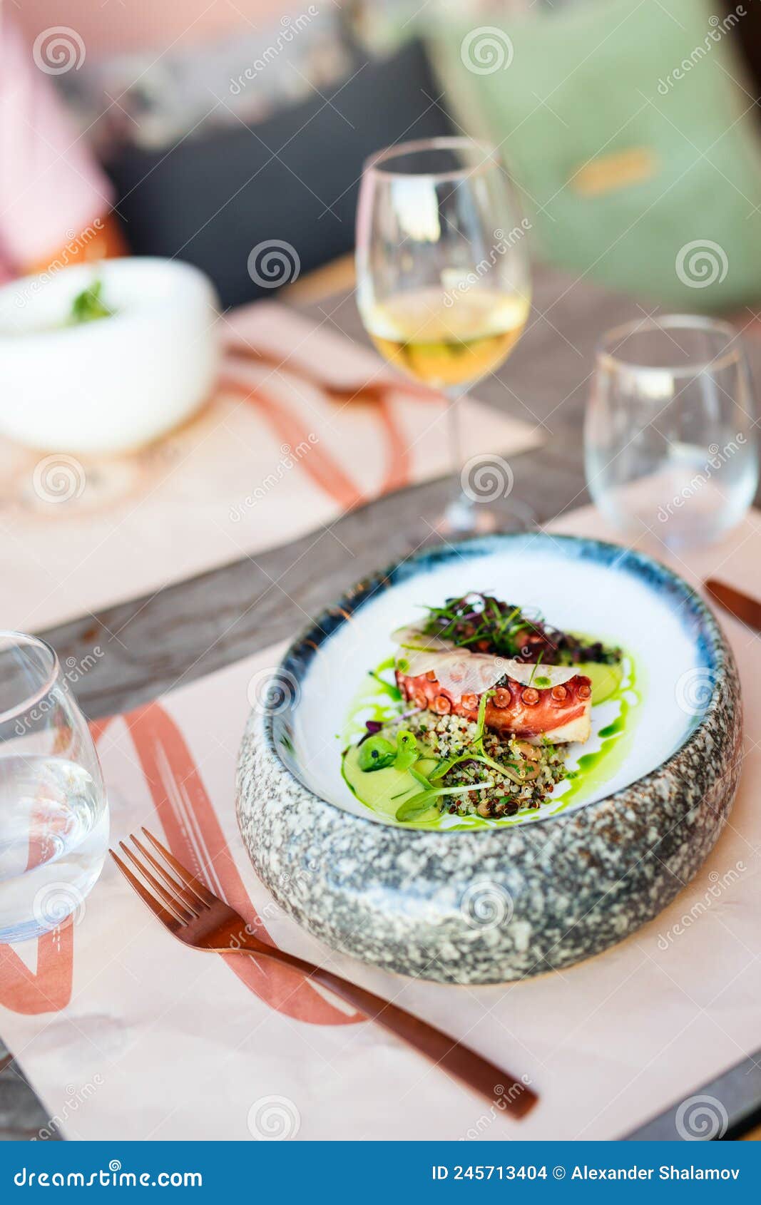 Grilled Octopus Served for Lunch Stock Photo - Image of grilling ...