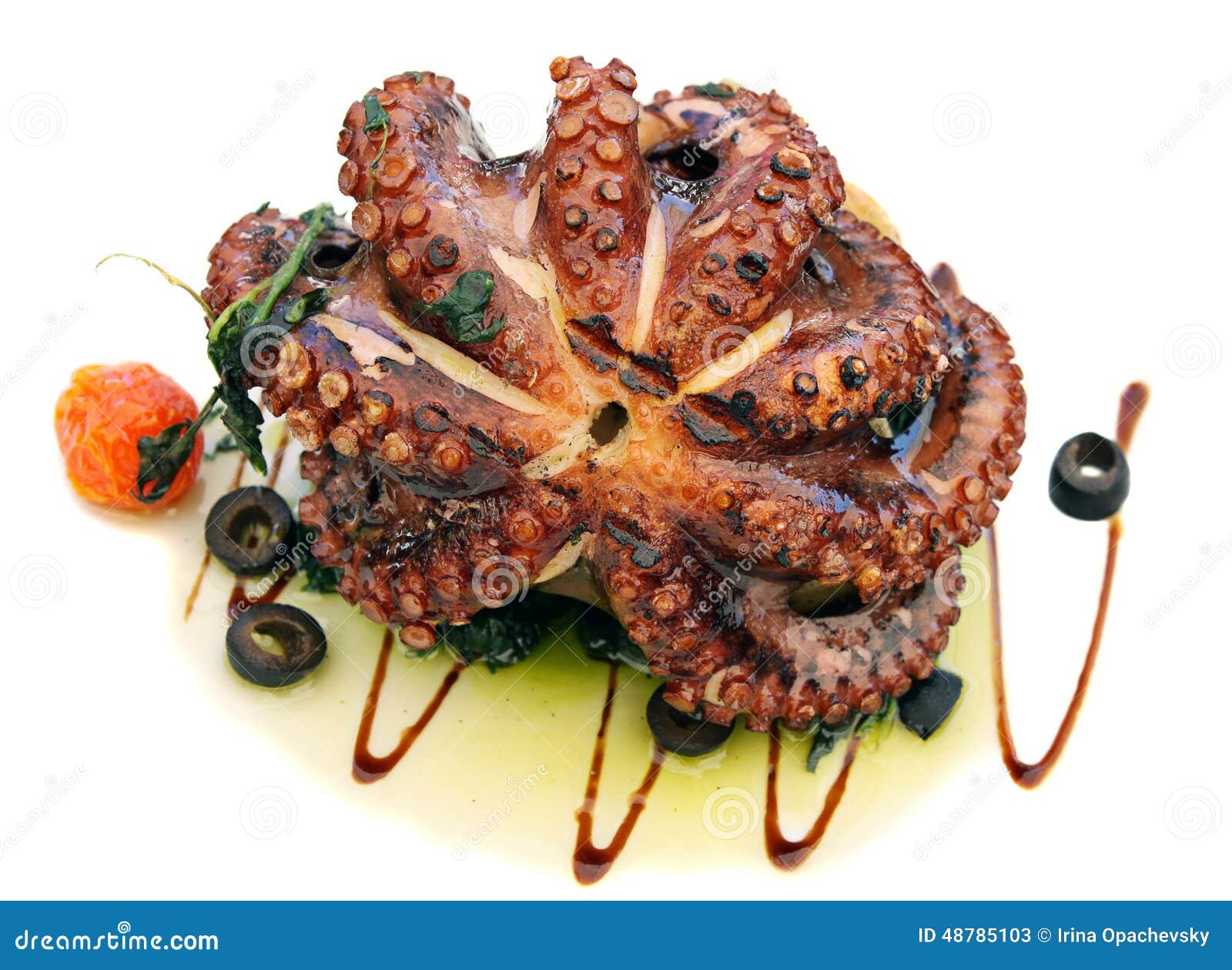 Grilled octopus stock image. Image of sauce, fried, tentacle - 48785103