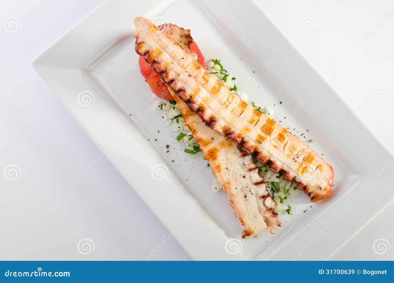 Grilled octopus stock image. Image of lettuce, appetizer - 31700639